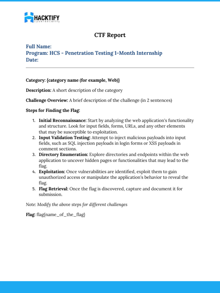 Week 4 CTF Report Template | PDF