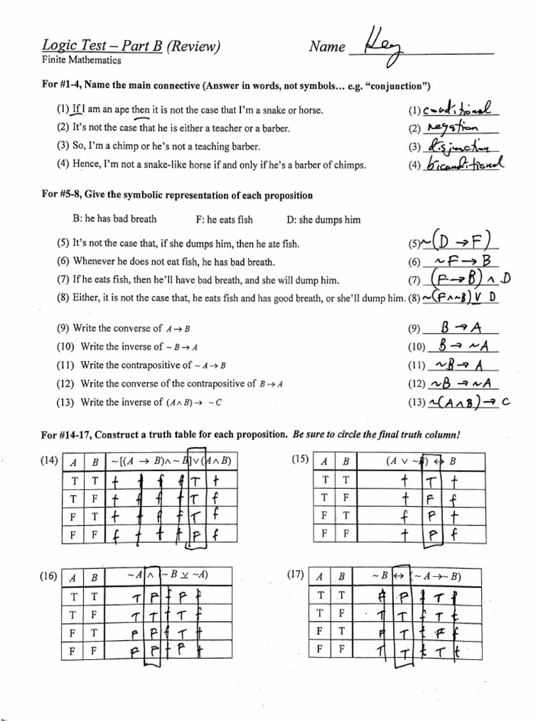 Logic Test (Part B) Review Solns-1 | PDF