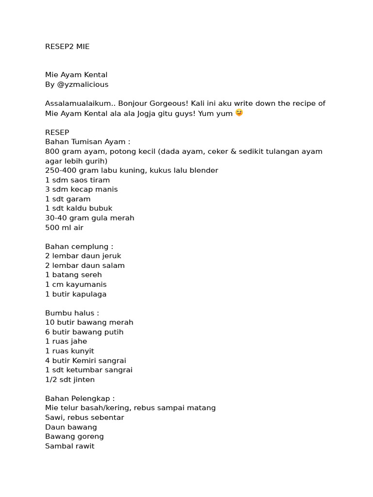 Resep2 Mie | PDF