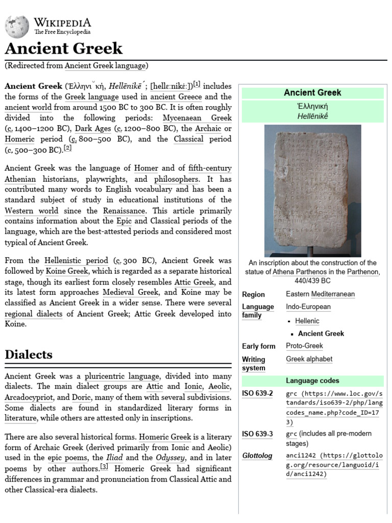 Ancient Greek - Wikipedia2 | PDF | Greeks | Grammatical Tense