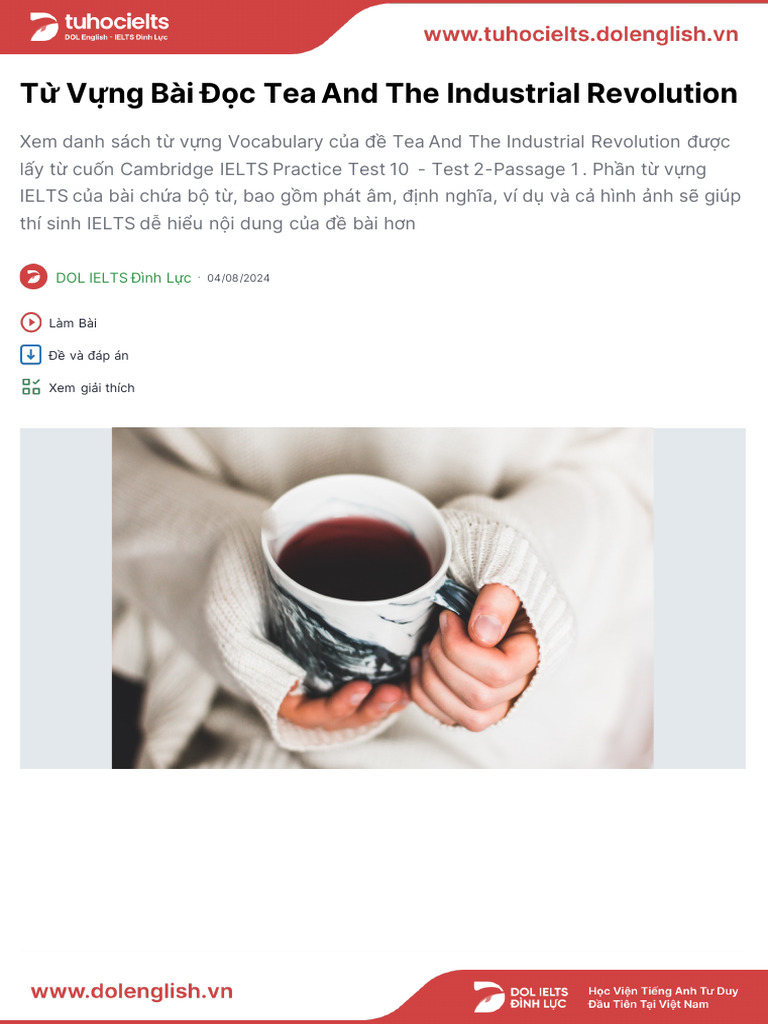 Vocabulary for Tea and Industrial Revolution | PDF