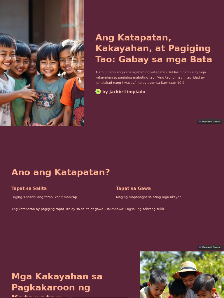Ang Katapatan Kakayahan at Pagiging Tao Gabay Sa Mga Bata | PDF