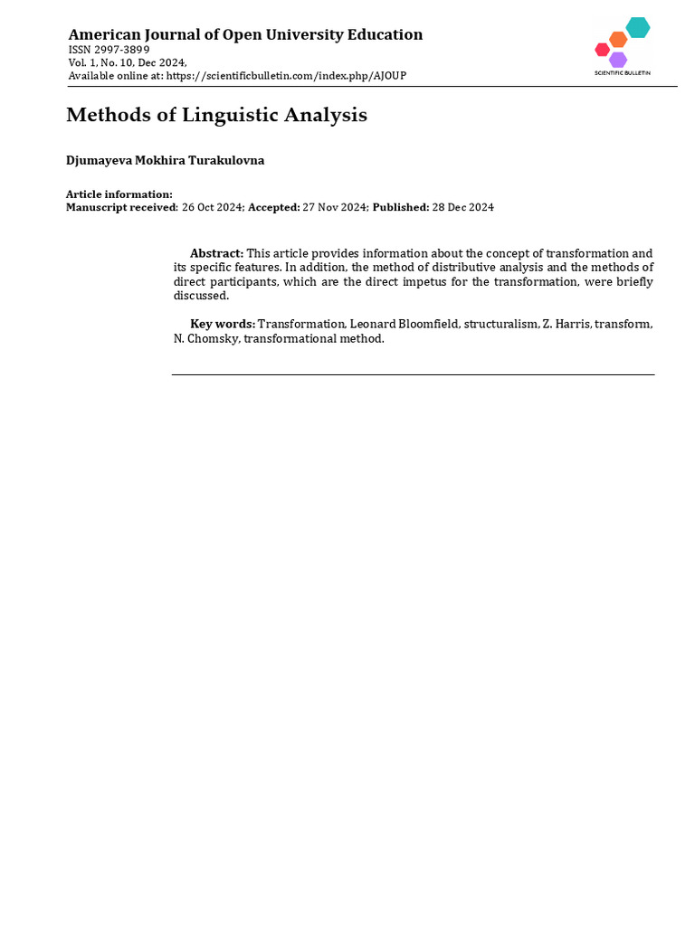 Methods of Linguistic Analysis | PDF | Linguistics | Semantics