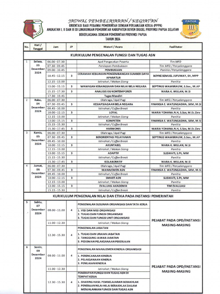 Net Jadwal Orientasi p3k Boven Digoel 2024 | PDF
