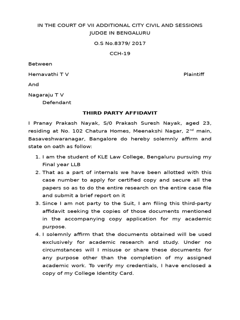 Third Party Affidavit | PDF