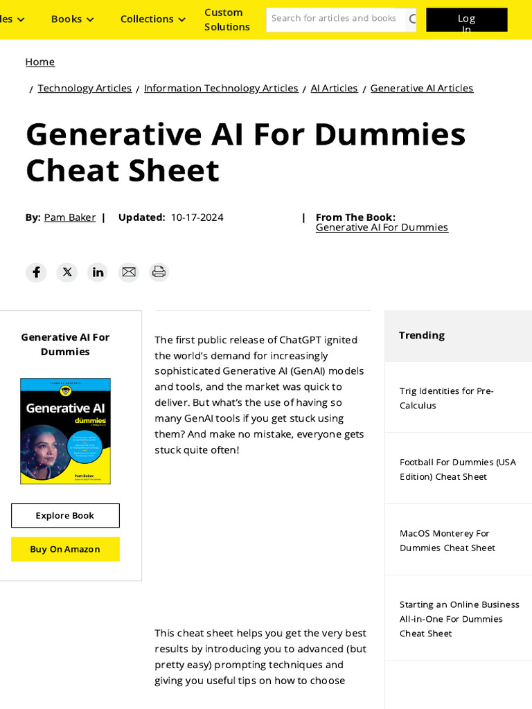 Generative AI For Dummies Cheat Sheet | PDF | Artificial Intelligence ...