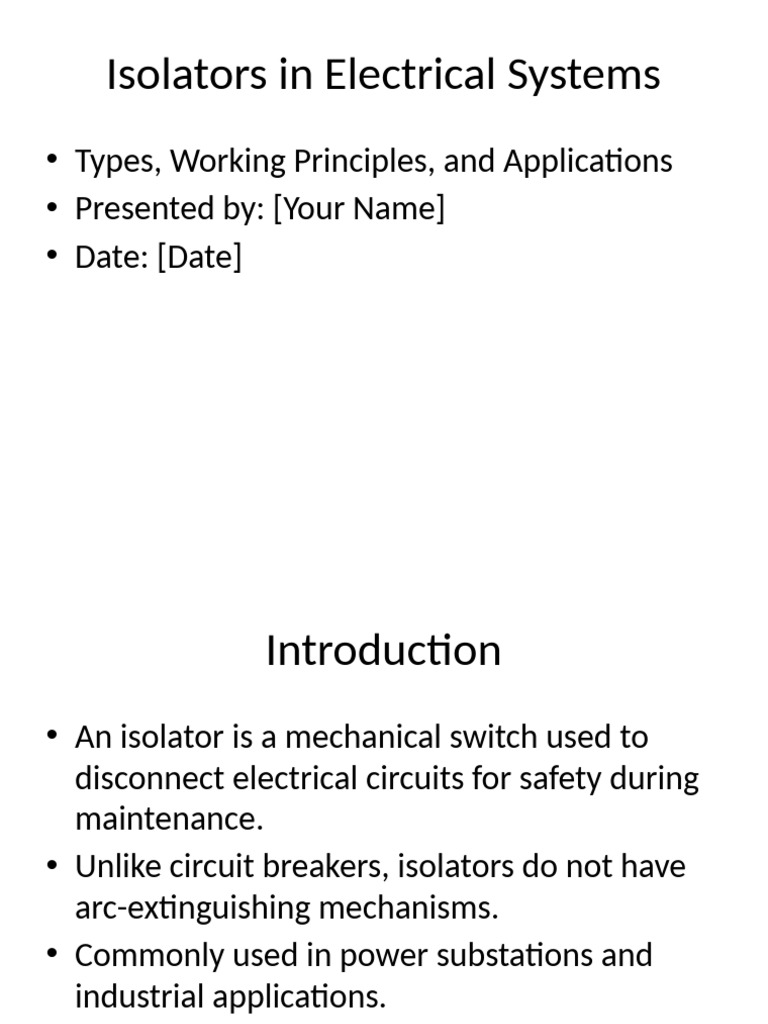 Isolators in Power Systems: Types & Uses | PDF | High Voltage | Switch