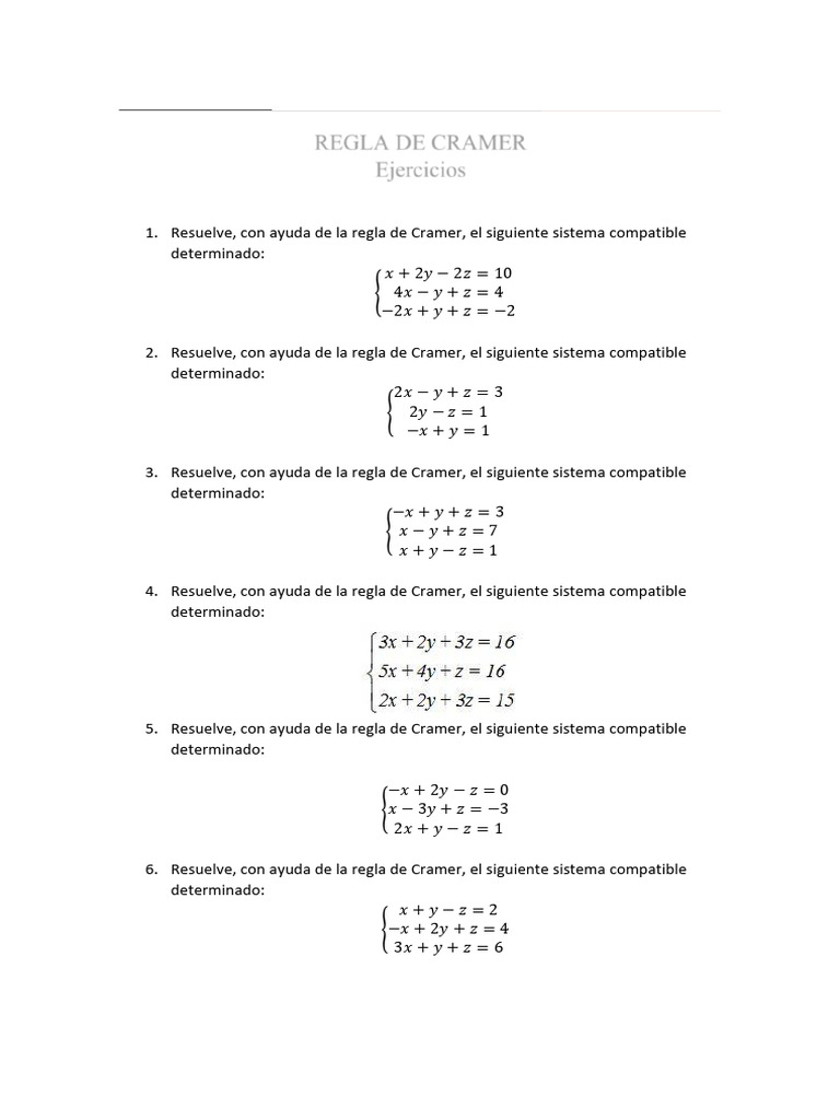 EJERCICIOS 05 - Regla-de-Cramer | PDF