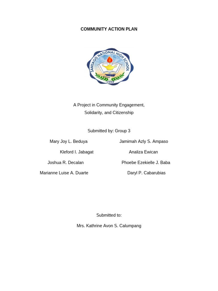 Community Action Plan g3 | PDF | Waste Management | Waste