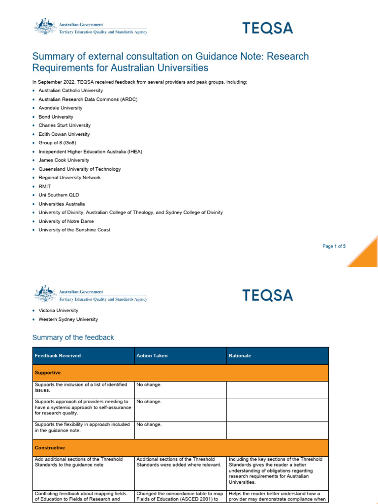 Guidance Note Research Requirements Universities Summary External ...