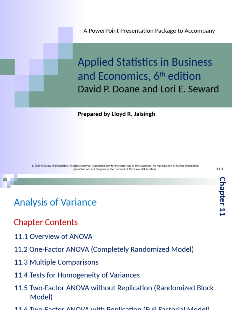 Doane_ASBE_6e_Chap11_PPT_accessible | PDF | Analysis Of Variance | P Value