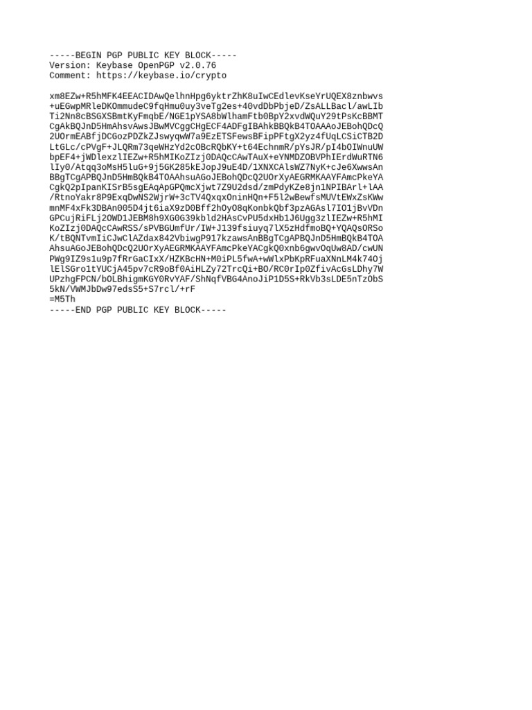 PGP Public Key Block Example | PDF