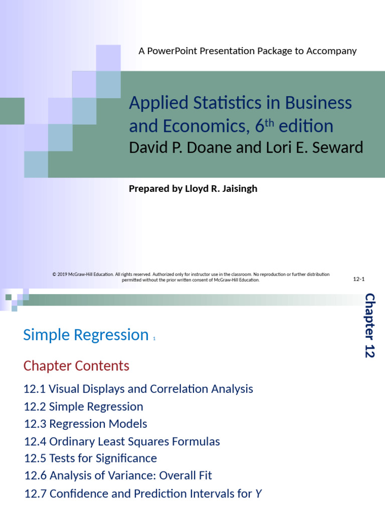 PowerPoint on Simple Regression Concepts | PDF | Ordinary Least Squares ...