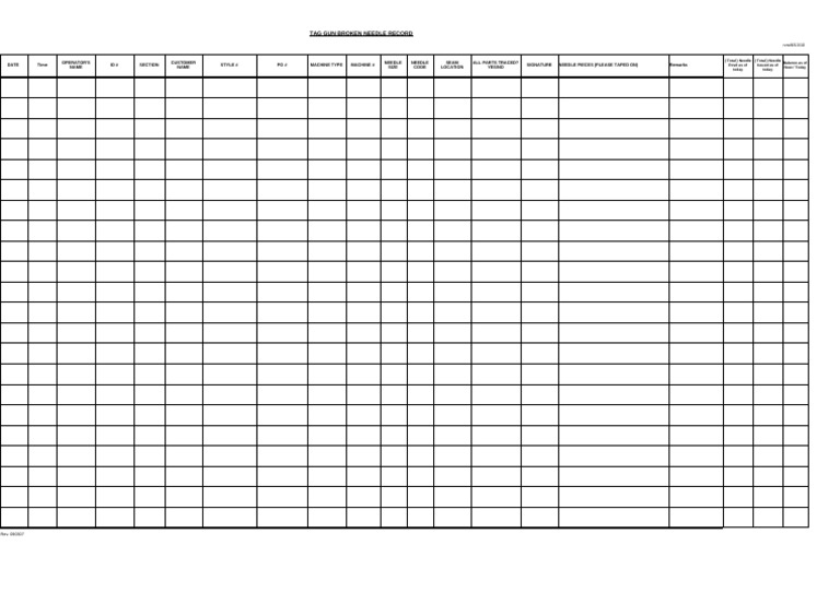 Tag Gun Daily Broken Needle Record Rev - Revised - 013010 | PDF