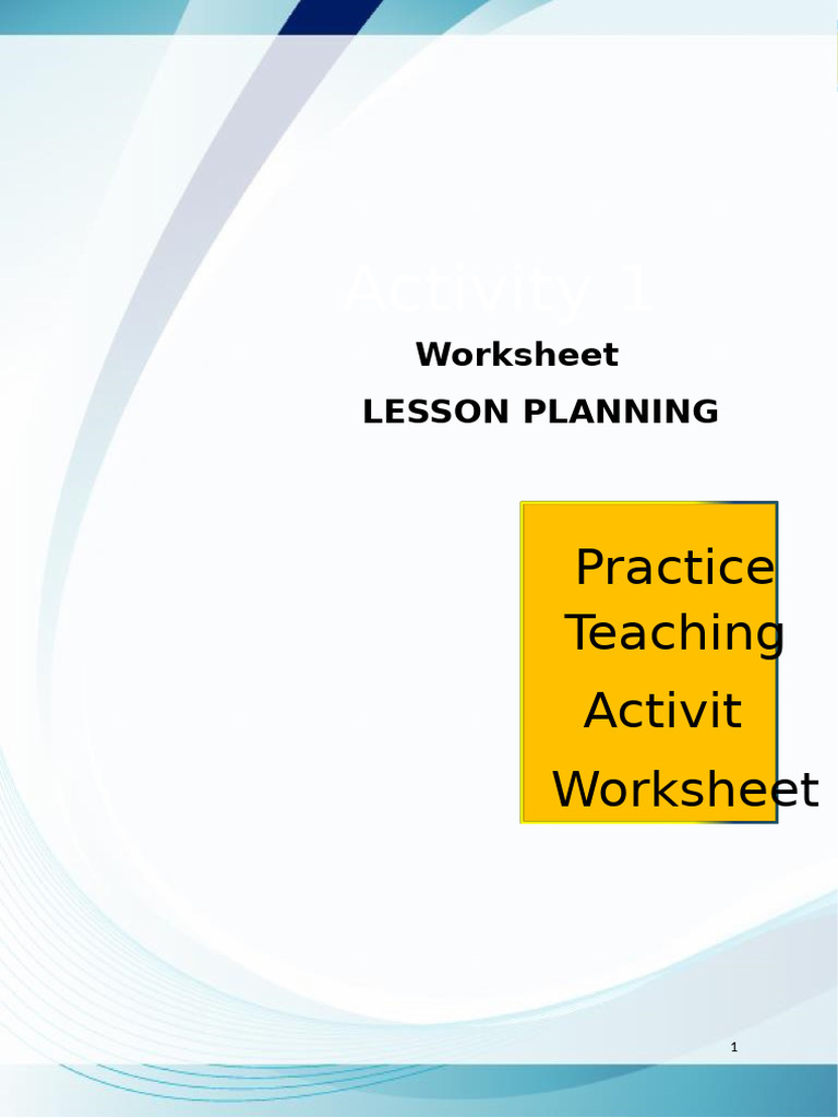 2025 PT Worksheet 4 Lesson Planning 1 | PDF | Lesson Plan | Teachers
