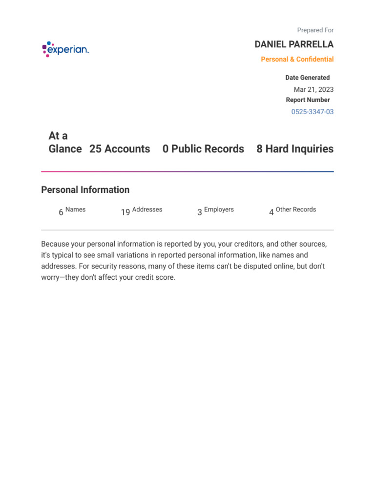 Annual Credit Report - Experian | PDF | Finance & Money Management | Credit