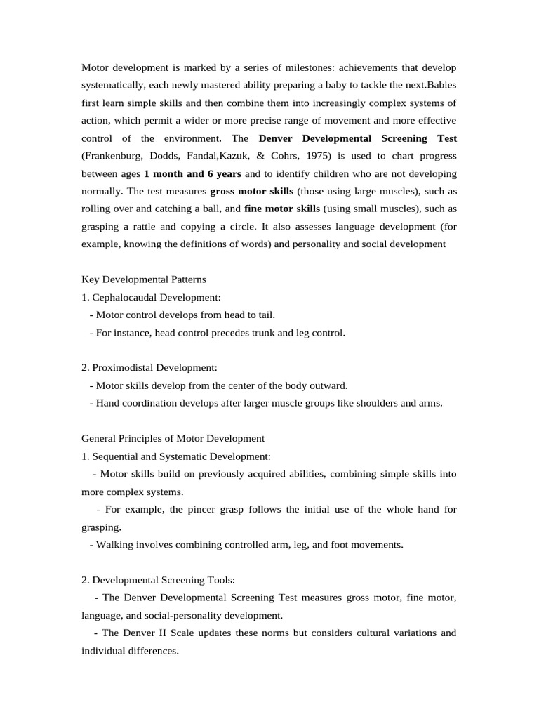 Motor Developmental Milestones | PDF | Behavioural Sciences | Cognitive Science