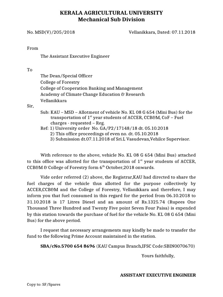 Letter For Fuel | PDF