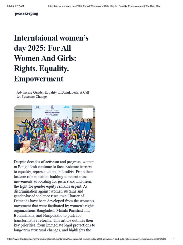 Interntaional Women's Day 2025 - For All Women and Girls - Rights ...