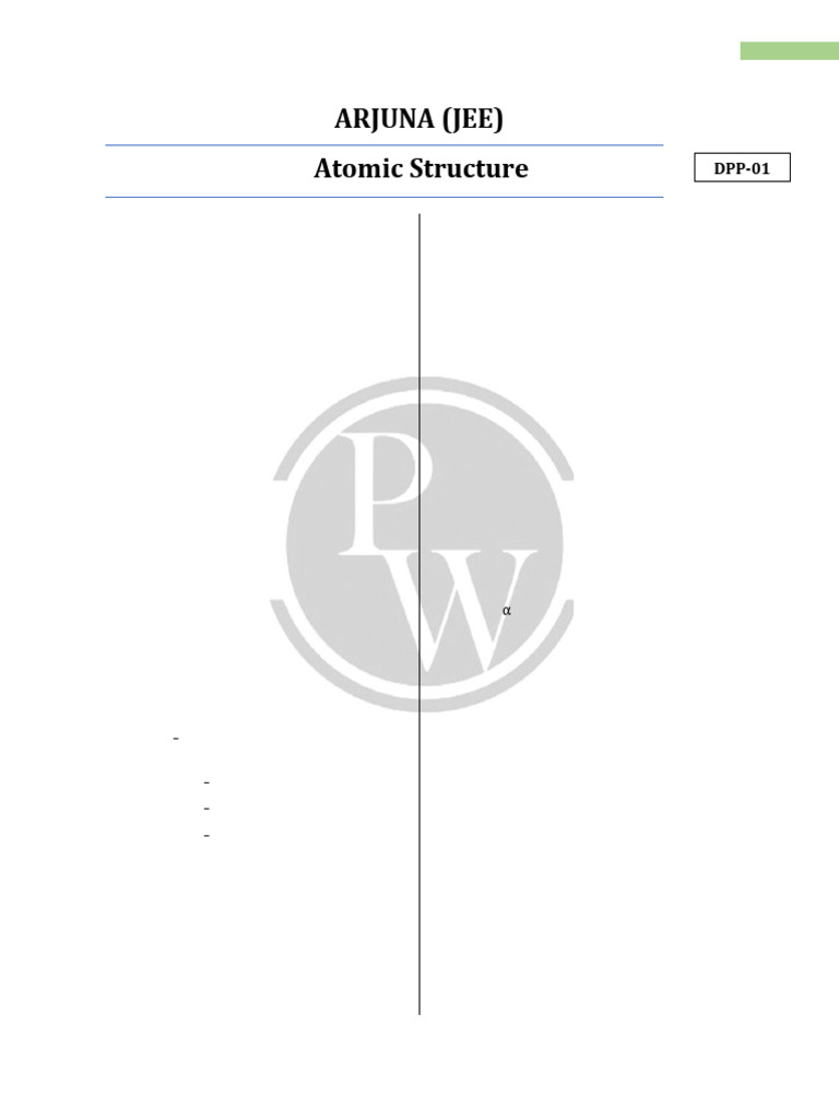 Structure of Atom - DPP 01 | PDF | Electron | Proton