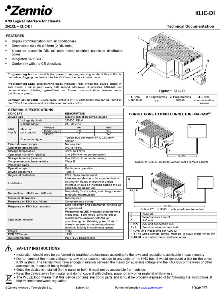 KNX Climate Interface KLIC-DI Overview | PDF | Electrical Connector ...