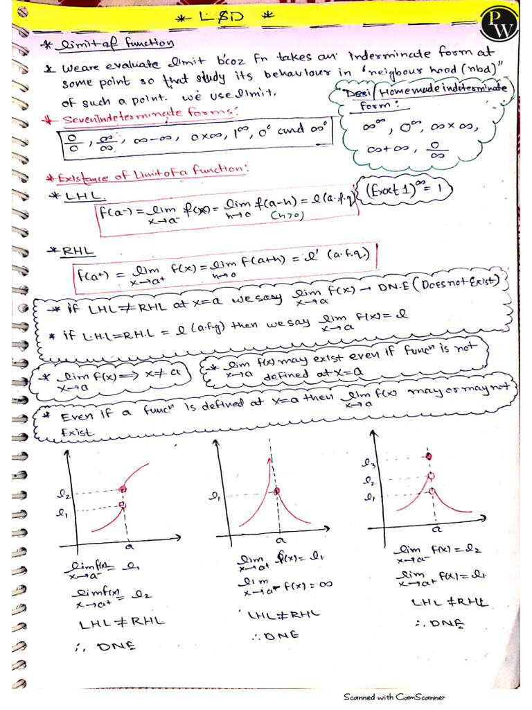 Limits and Derivatives - Hand Written Notes | PDF
