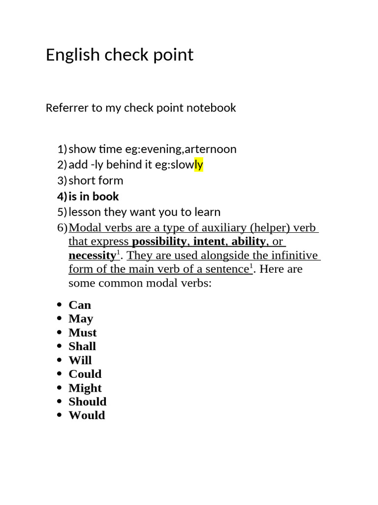 English Grammar Checkpoint Guide | PDF
