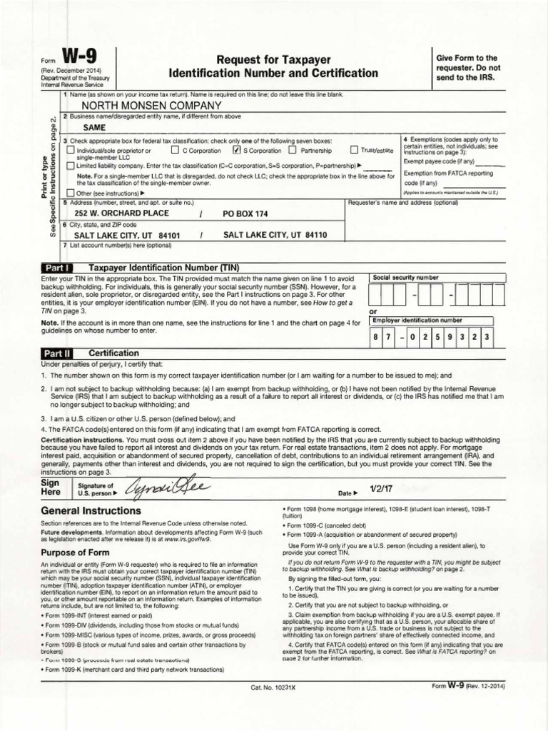 IRS Form W-9: Taxpayer ID Request | PDF | Limited Liability Company ...