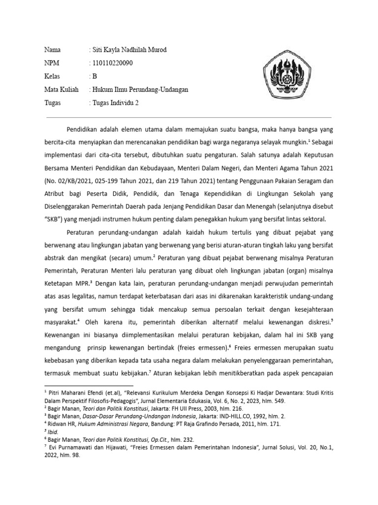 Siti Kayla Nadhilah Murod - 110110220090 - Tugas Individu 2 IPU B | PDF