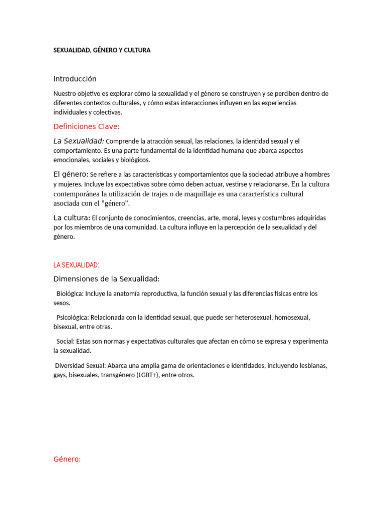 La Sexualidad, El Genero y La Cultura | PDF | Orientación sexual | Género