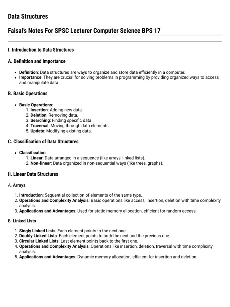 Data Structures And Algorithms Faisals Notes Pdf Computer Science 2999