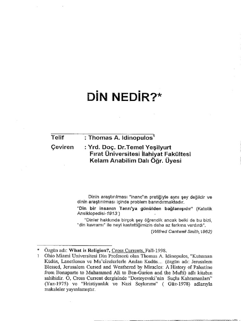 din nedir t. yeşilyurt, thomas idinopolus | PDF