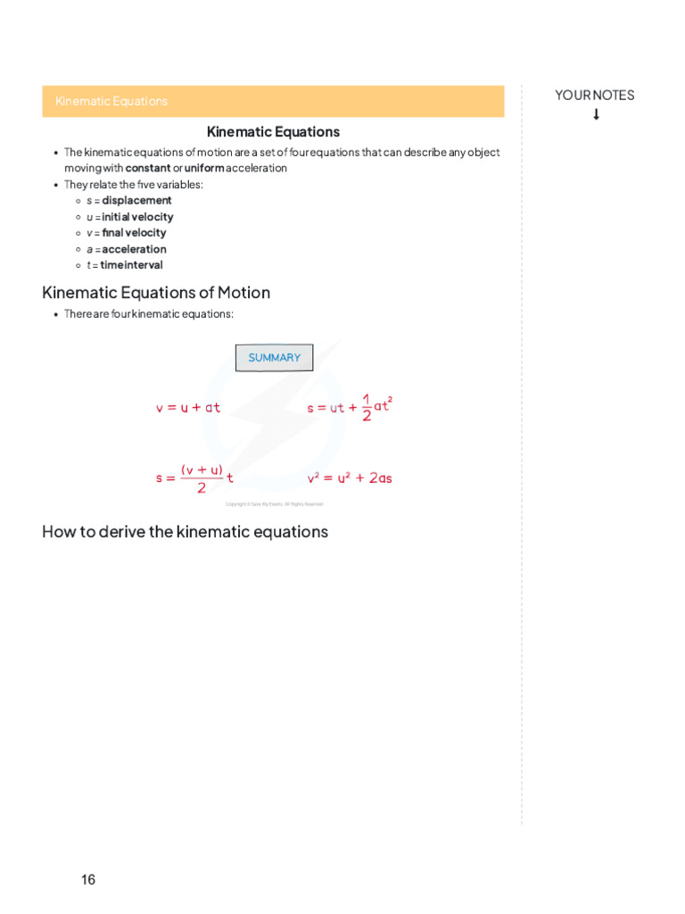 Kinematic Equations Explained | PDF | Kinematics | Velocity