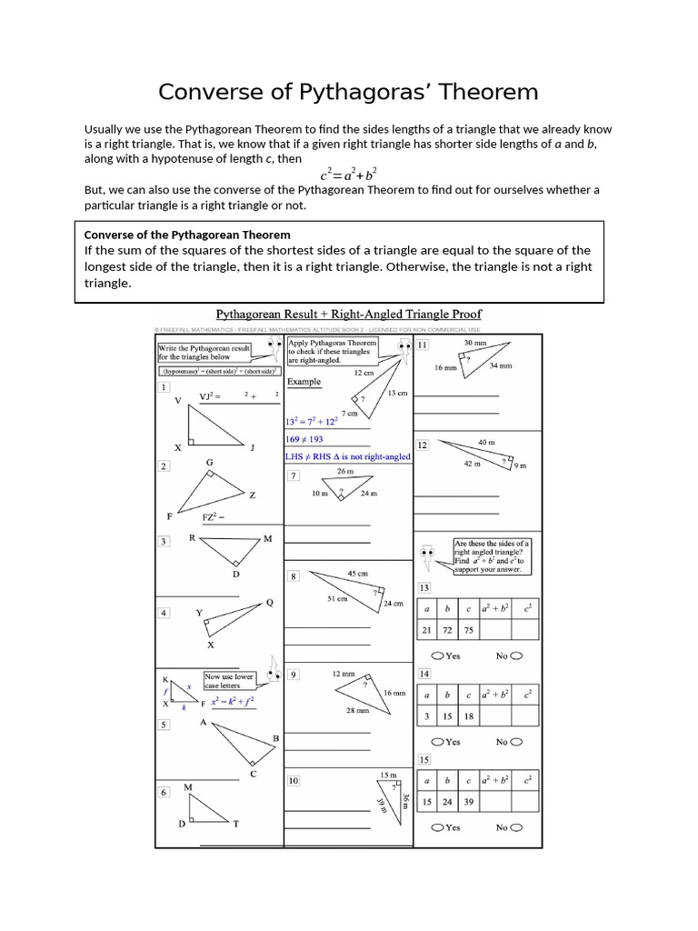Converse of Pythagoras | PDF