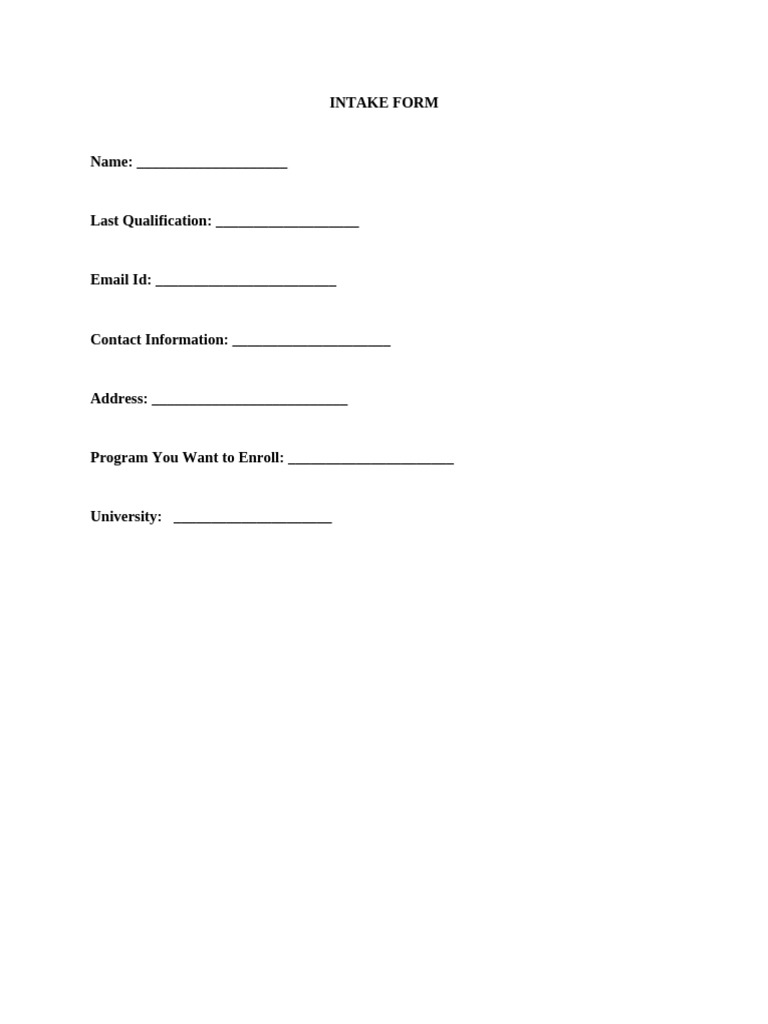 Intake Form | PDF