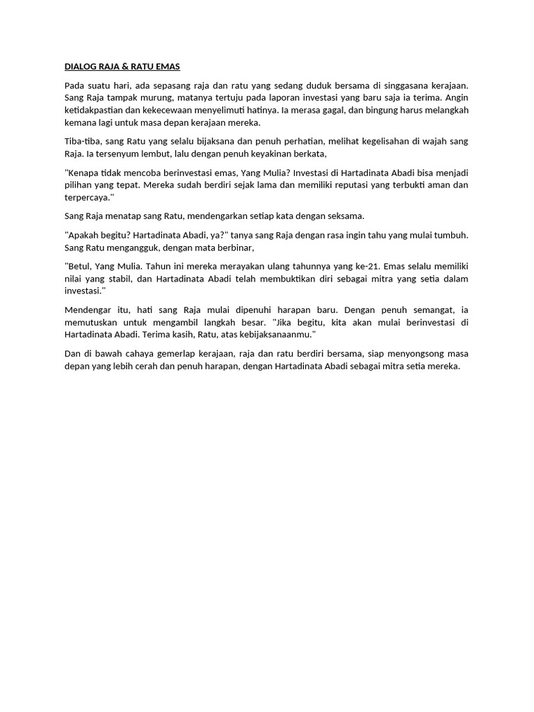 Prolog Raja & Ratu Emas (Pensi 14 Mar) | PDF