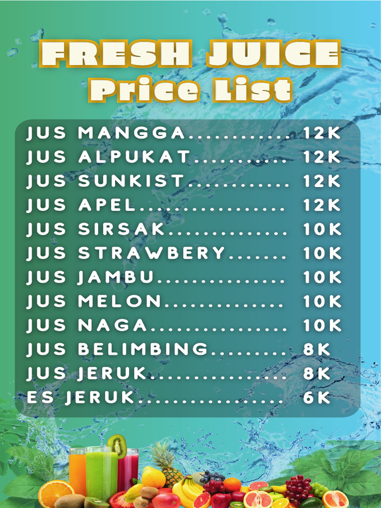 Fresh Juice Price List | PDF