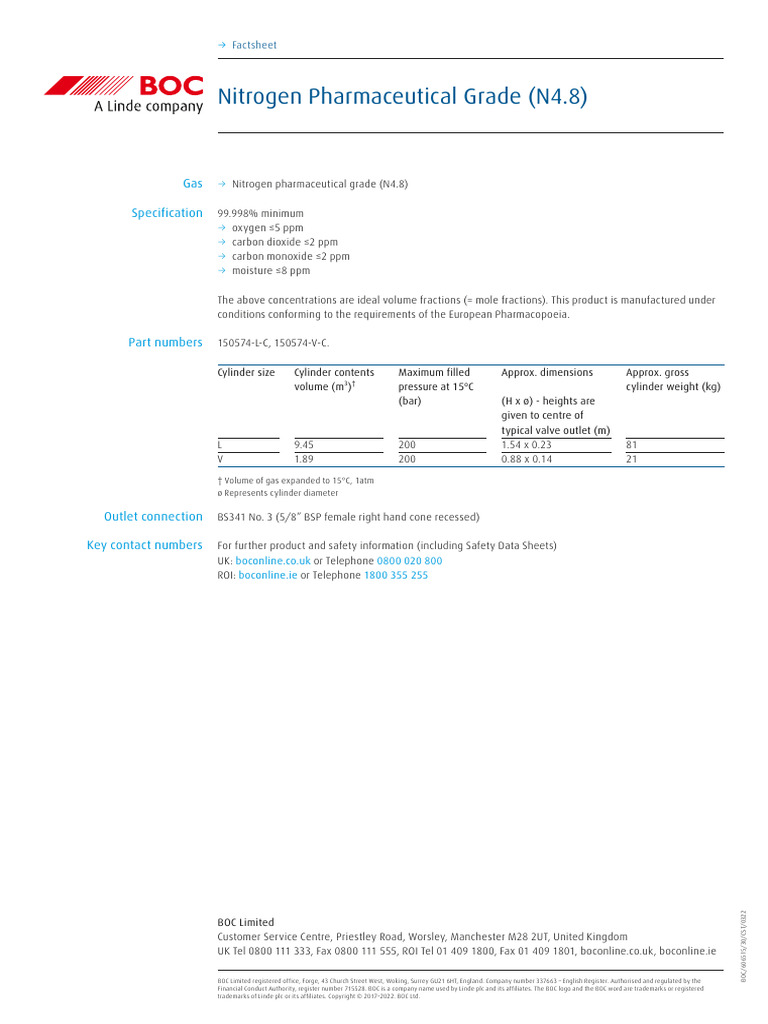 Nitrogen Pharmaceutical Grade n4 8 | PDF | Gases