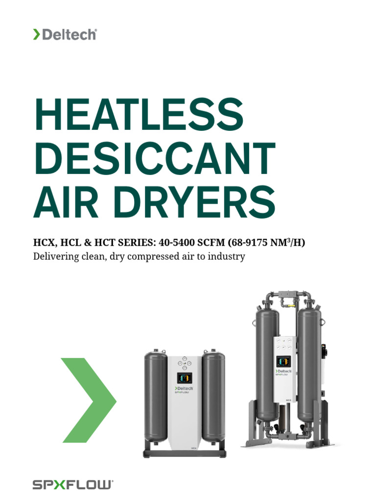 Deltech HCT Series Heatless Desiccant Air Dryer Datasheet | PDF