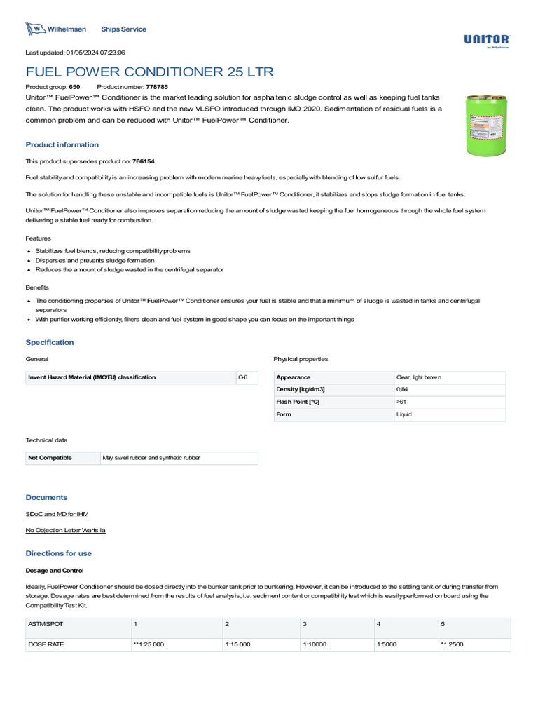 Fuel Power Conditioner 25 LTR | PDF | Dose (Biochemistry) | Chemistry