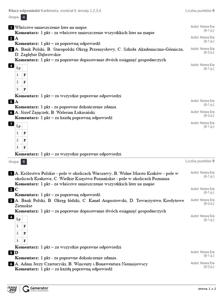 Klucz Odpowiedzi | PDF