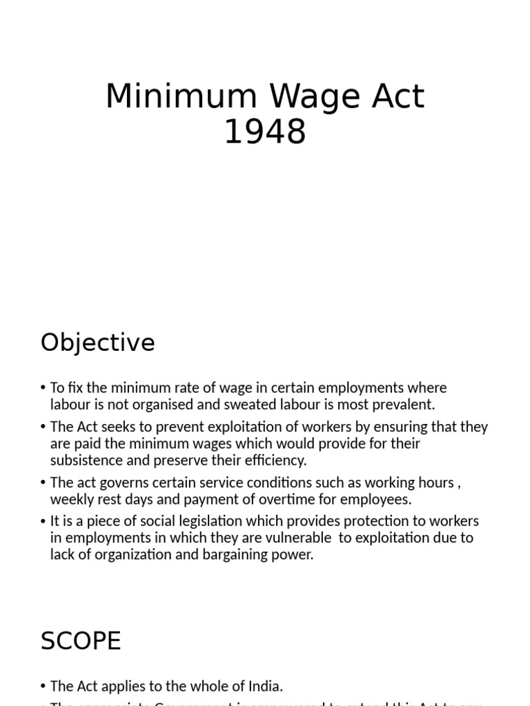 Minimum Wage Act 1948 | PDF | Cost Of Living | Employment