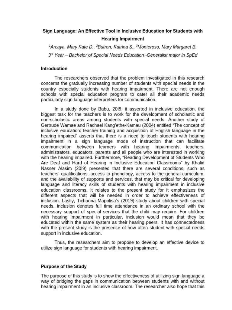 Sign Language in Inclusive Education | PDF | Deafness | Sign Language