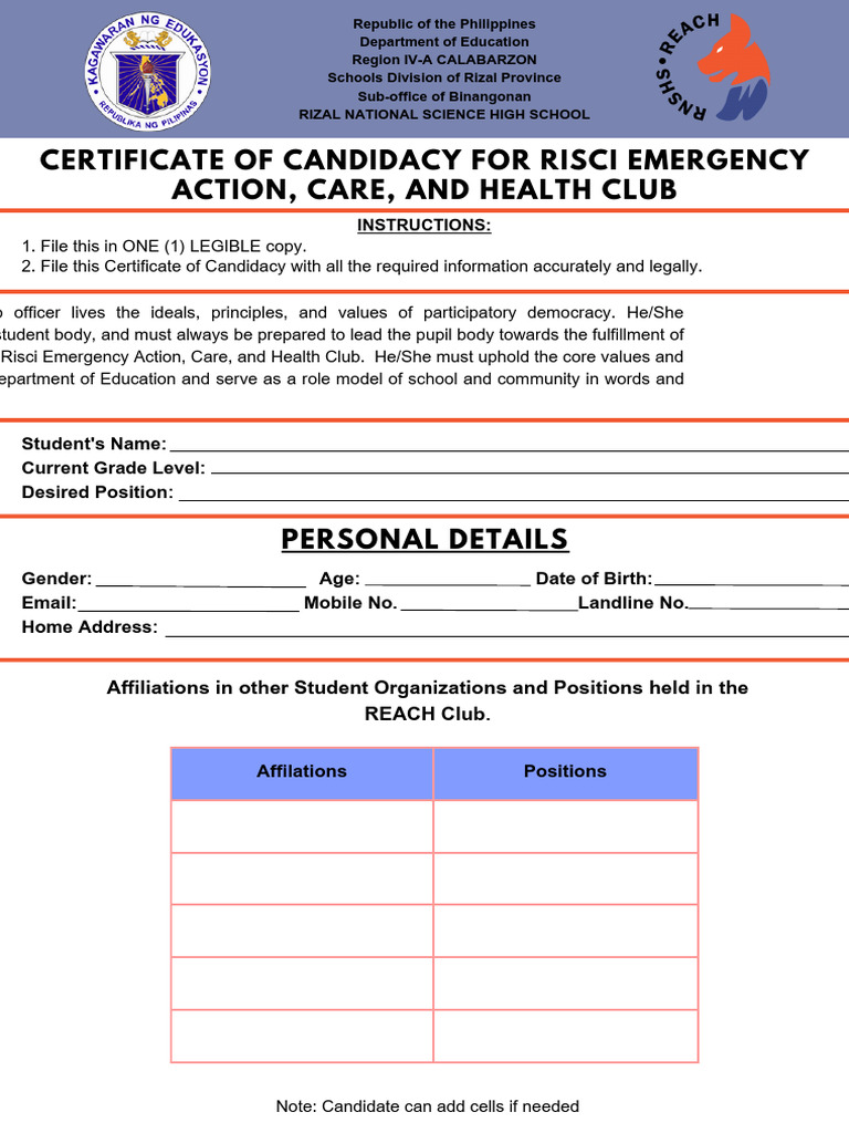 REACH Club Election Packet | PDF