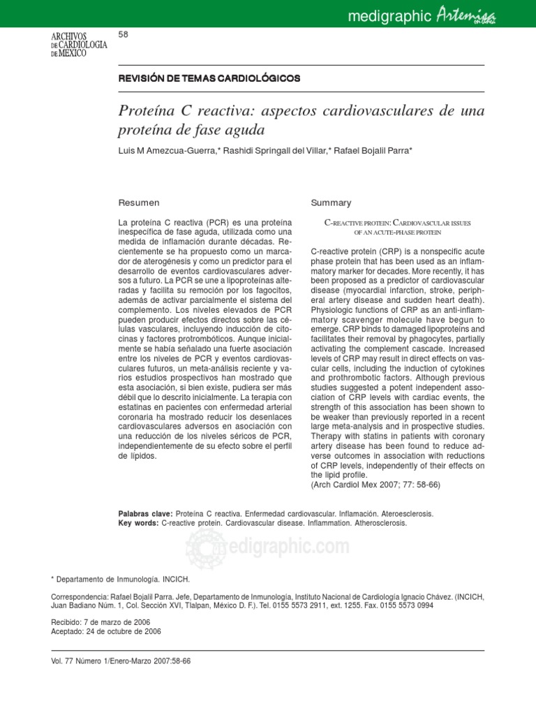 PCR (Proteína C Reactiva) | PDF | Proteína C-reactiva | Sistema inmune