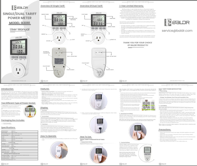 BALDR PM3091 - Power - Meter - Single - Dual | PDF | Manufactured Goods | Power (Physics)
