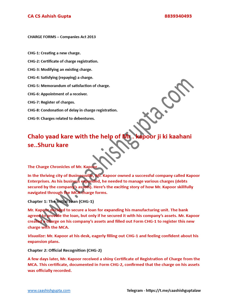 Charge Forms CA CS Ashish Gupta | PDF