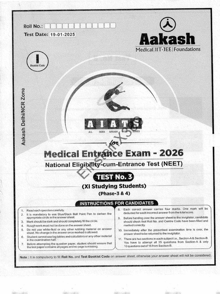 AIATS-03 - TYM XI - Phase 3&4 - CODE I - 19.01.2025 | PDF