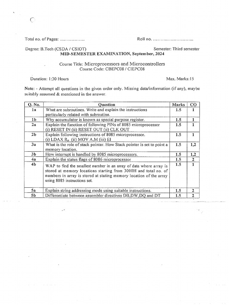 mm paper 2024 midsem | PDF