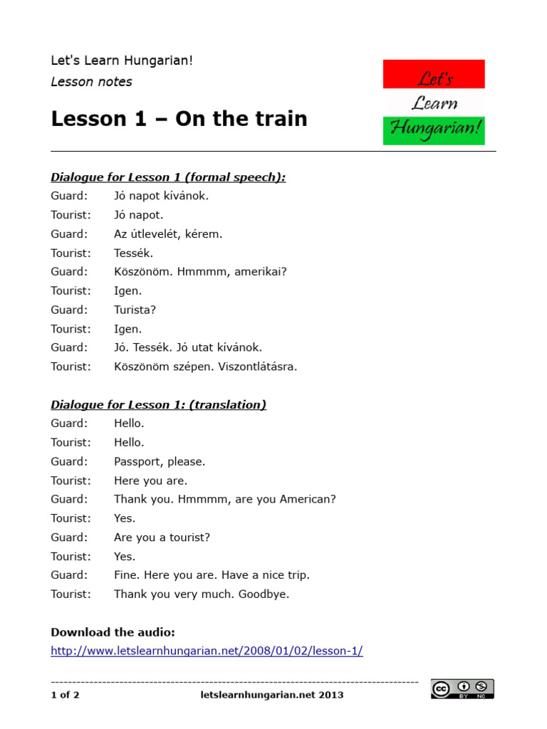 Lesson 1 On The Train | PDF
